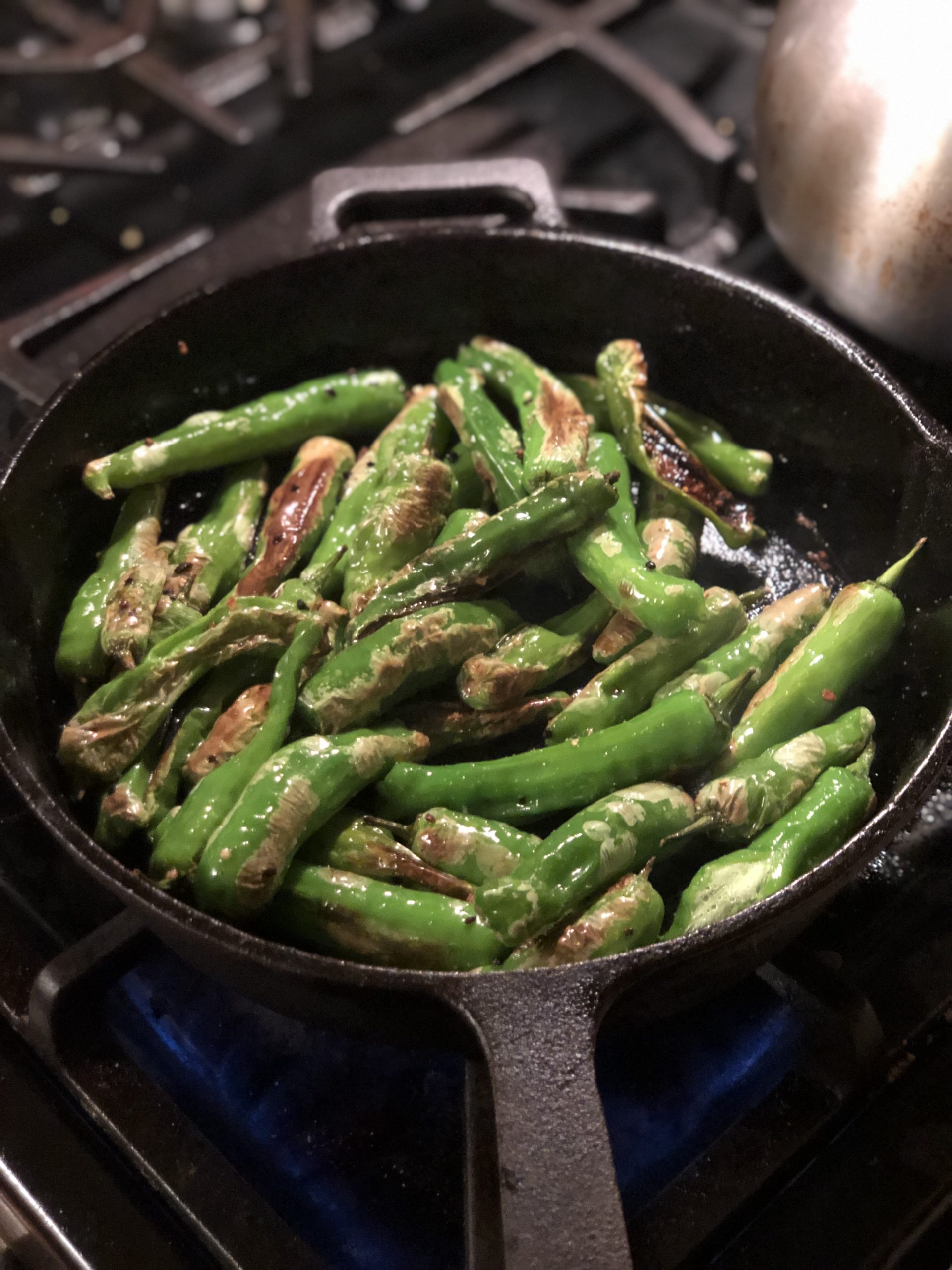 Blistered Shishito Peppers - Three Chicks and a Whisk